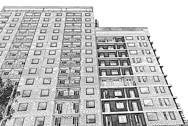 Residential Multi Storey Building. Bottom View Stock Image - Image of ...