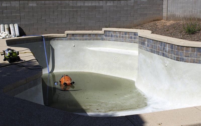 Pool Repair stock image. Image of cleaned, draining - 245383203