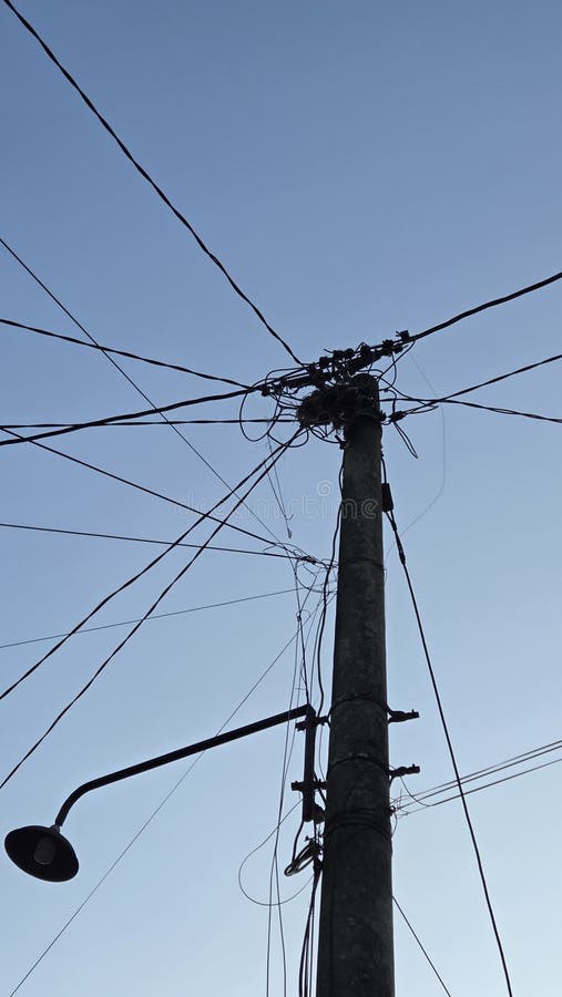 Residential Power Cable Poles Stock Photo - Image of power, light ...