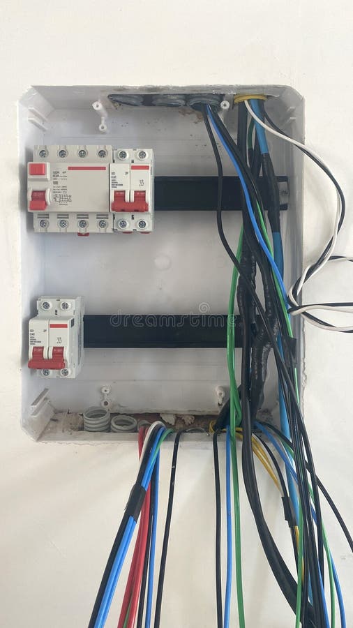 Residential Power Electrical Panel with Circuit Breakers Being ...