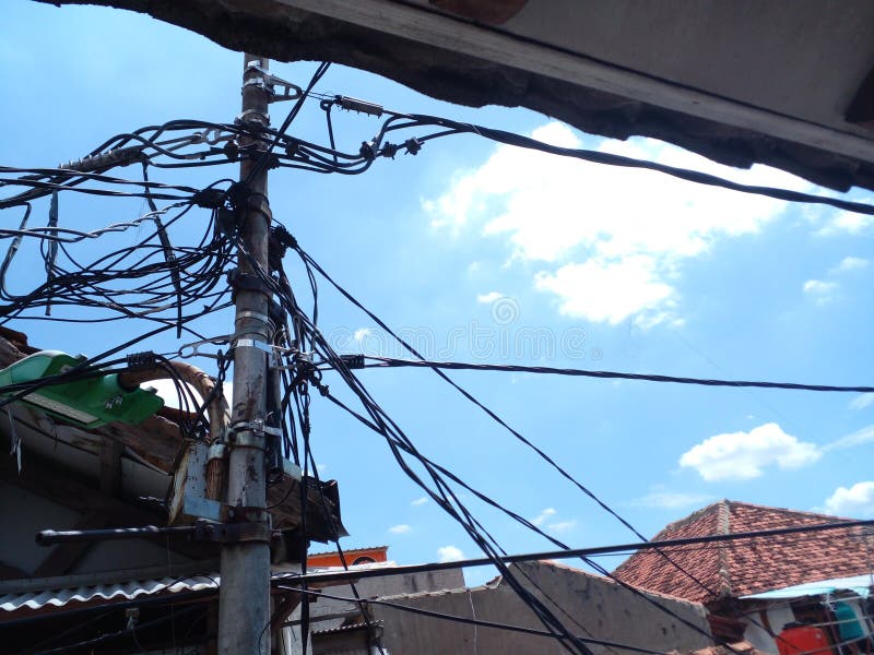 Residential Power Lines on Electric Poles Stock Photo - Image of poles ...