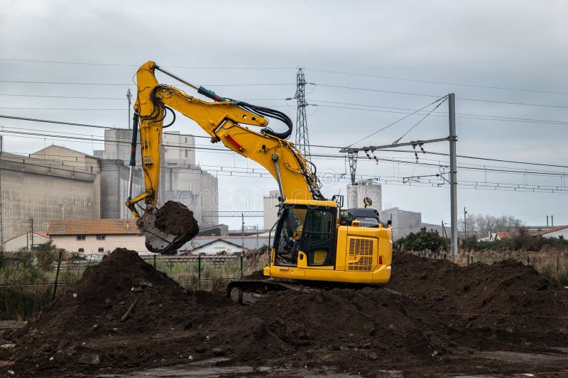 Residential Preparation: Backhoe in Action Stock Image - Image of earth ...