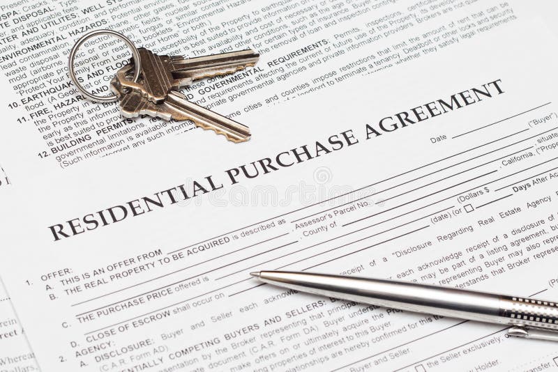 Residential Purchase Agreement Stock Image - Image of legal, document ...