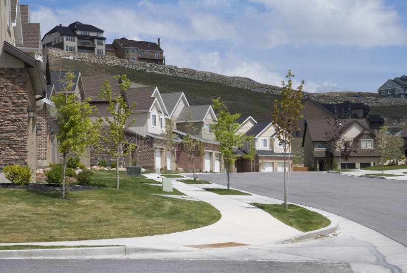 Residential Road stock photo. Image of development, cloud - 6437808
