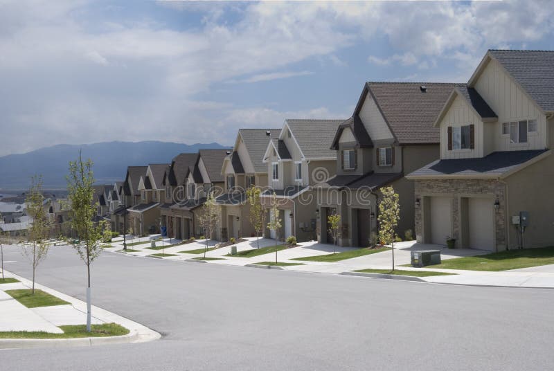 Residential Road stock photo. Image of development, cloud - 6437808