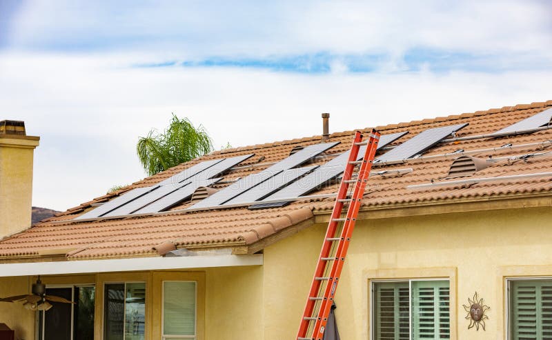 Residential Solar Installiation on Roof Stock Image - Image of panels ...
