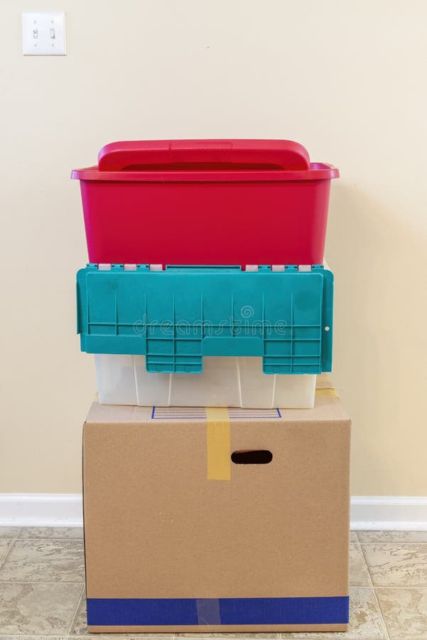 Residential Storage Containers in a Stack Stock Image - Image of ...