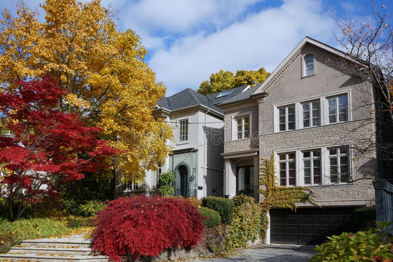 Residential Street with Fall Colors Stock Photo - Image of color ...