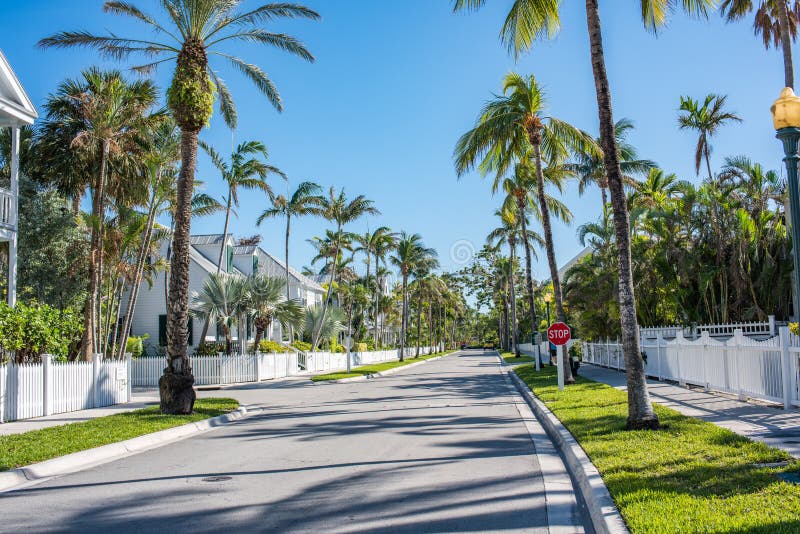 A Residential Street in Key West, Florida. Stock Photo - Image of ...