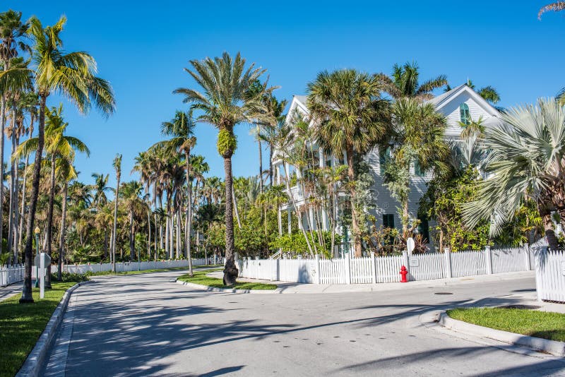 A Residential Street in Key West, Florida. Stock Photo - Image of ...