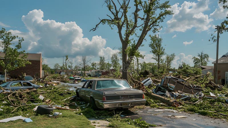 A Residential Street is Littered with Debris after a Powerful Storm ...