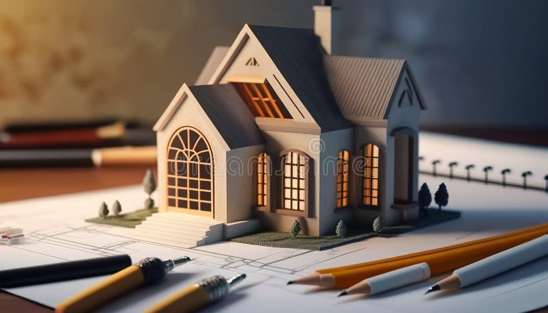 Residential Technical Drawing - Modern Home in 3D Render - Ai Generated ...