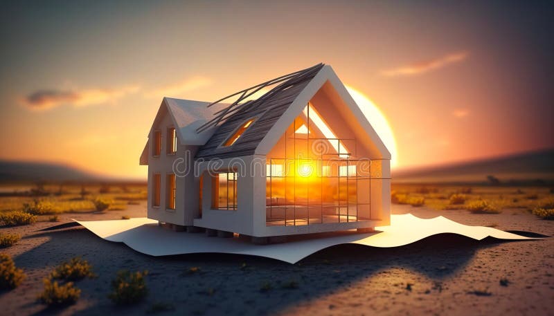 Residential Technical Drawing - Modern Home in 3D Render - Ai Generated ...