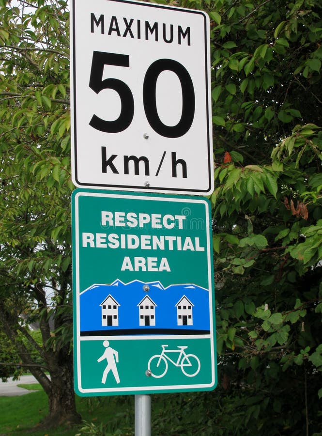 Residential Zone Sign On The Street Stock Image - Image of community ...