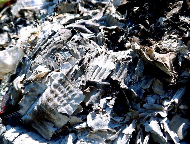 Residue from Burning Paper and Cardboard Waste Stock Image - Image of ...