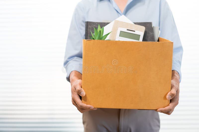 Resignation Concept the Male Officer Standing, Putting His Box of His ...