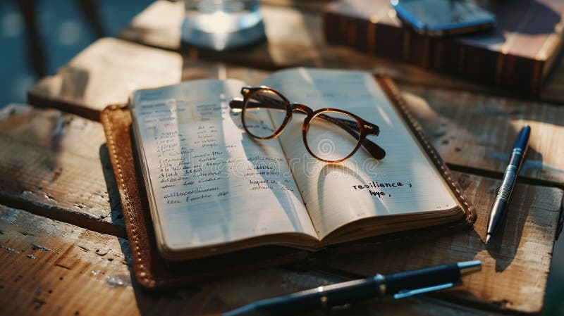 Resilience Scripted in a Time-worn Journal Stock Photo - Image of ...