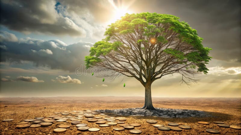 Resilience a Solitary Tree Thrives Amidst Aridity, Symbolizing Hope and ...