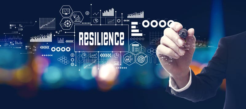 Resilience Theme with Businessman at Night Stock Image - Image of ...