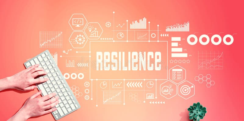 Resilience Theme with Person Using Computer Keyboard Stock Image ...
