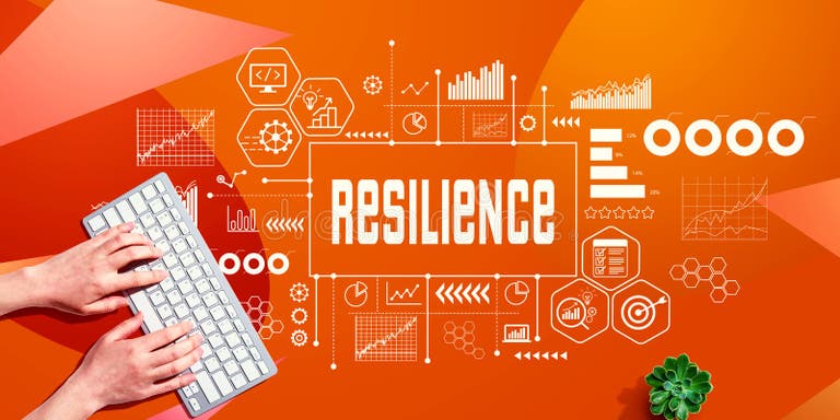 Resilience Theme with Person Using Computer Keyboard Stock Image ...