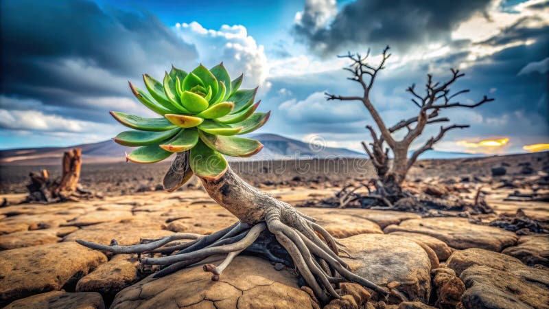 Resilience a Thriving Succulent Amidst Aridity and Decay in a Desolate ...