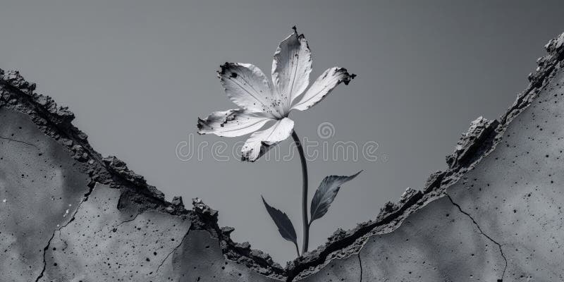 Resilient Flower Growing through Cracked Concrete Represents Strength ...