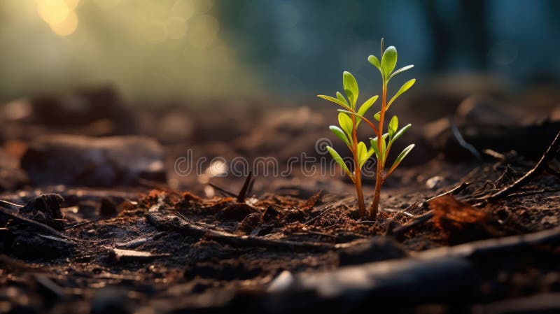 Un Brote Verde Resistente Emerge De La Tierra Quemada Luego De Un ...
