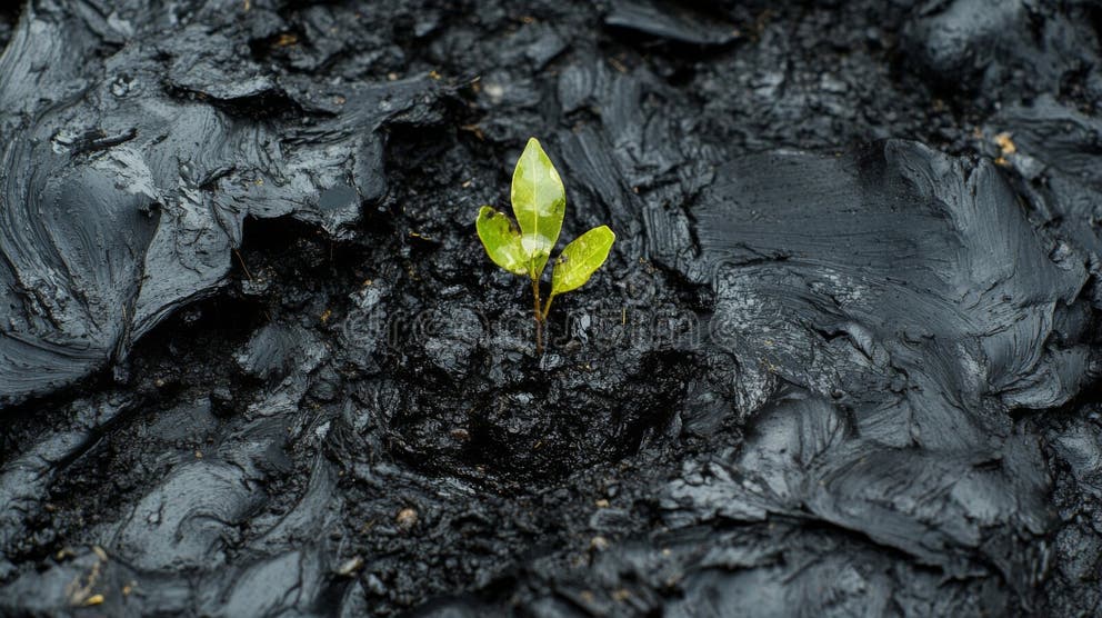 Resilient Green Sprout Emerging from Burned Soil Stock Illustration ...
