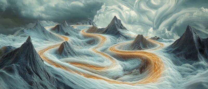 Resilient Network: Pathways through Mountainous Storms Stock ...