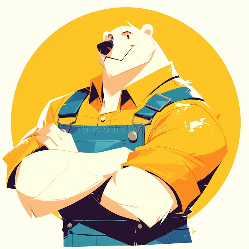 A Resilient Polar Bear Sanitation Worker Cartoon Style Stock Vector ...