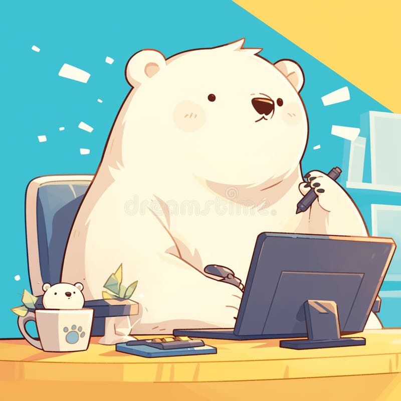 A Resilient Polar Bear Software Engineer Cartoon Style Stock Vector ...