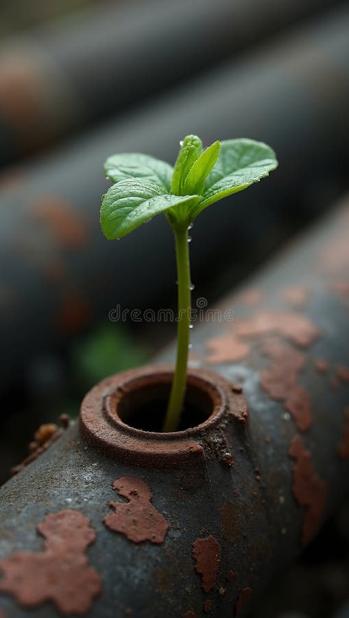 Rusty Pipe Symbolizing Natures Perseverance Stock Illustrations – 4 ...