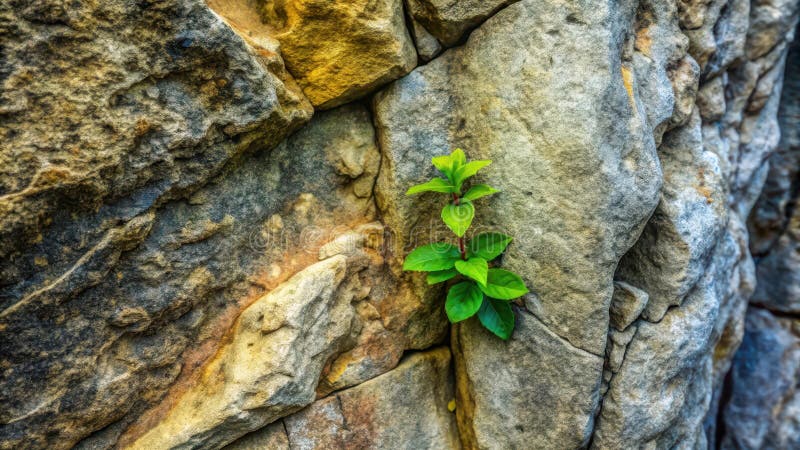 A Resilient Sprout Finds Life Amidst the Rugged Texture of Ancient ...