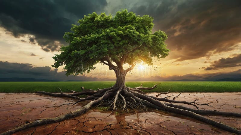 Resilient Tree in a Dramatic Landscape Stock Image - Image of ecology ...