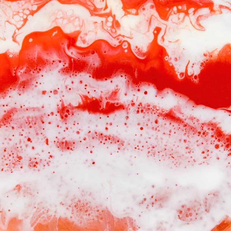Resin Art with Bright Red and White Colors. Epoxy Effect Stock Photo ...