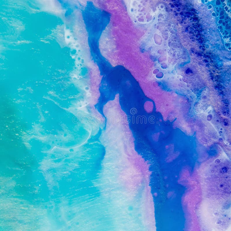 Resin Art with Bright Turquoise and Purple Colors. Epoxy Effect Stock ...