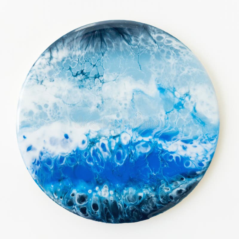 Resin Art Composition with Blue Colors on White Background Stock Photo ...