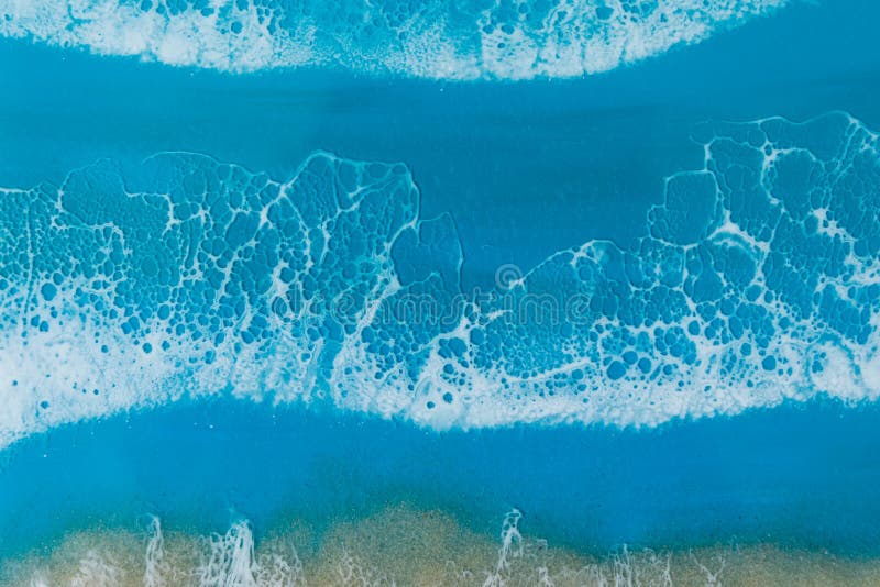 Resin Art with Sea Waves and Beach. Sea Background Made of Epoxy Art ...