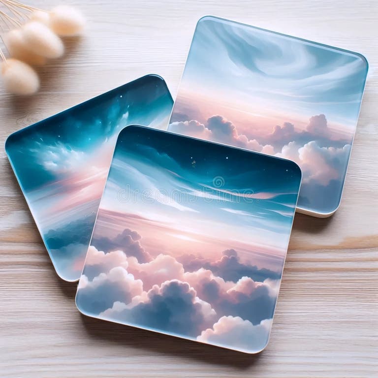 A Resin Coaster with Sky and Clouds, Ai Generated Image Stock Photo ...