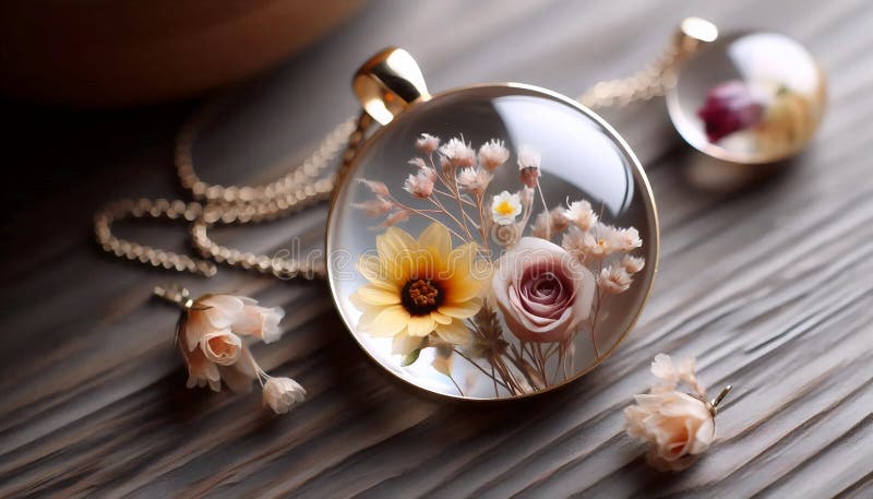 A Resin Floral Encapsulation Miniature, Ai Generated Image Stock Image ...