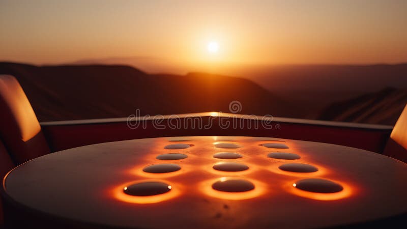 Resin Veranda Table at Sunset Stock Illustration - Illustration of dark ...