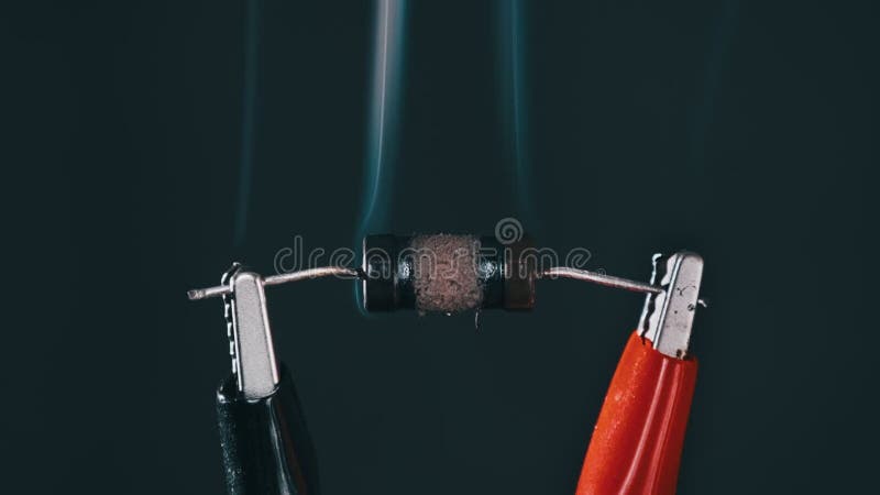 Resistor Heats Up with Smoke Under a High Current Strength, Short ...