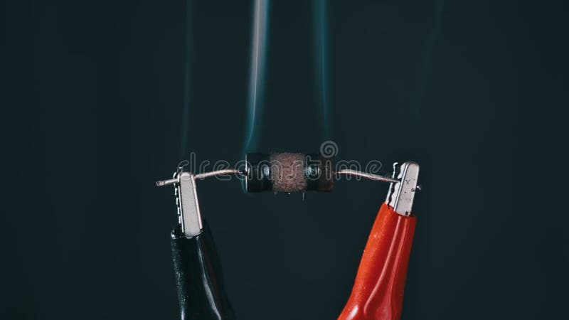 The Resistor Heats Up with Smoke Under a High Electric Current, Short ...