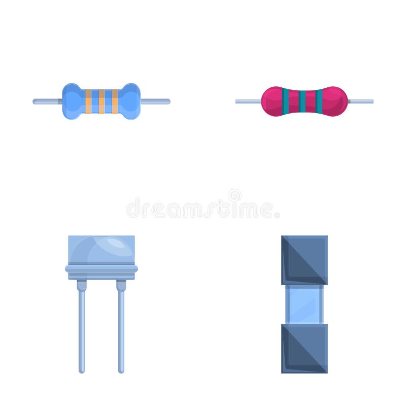 Resistor Icons Set Cartoon Vector. Various Resistor and Transistor ...