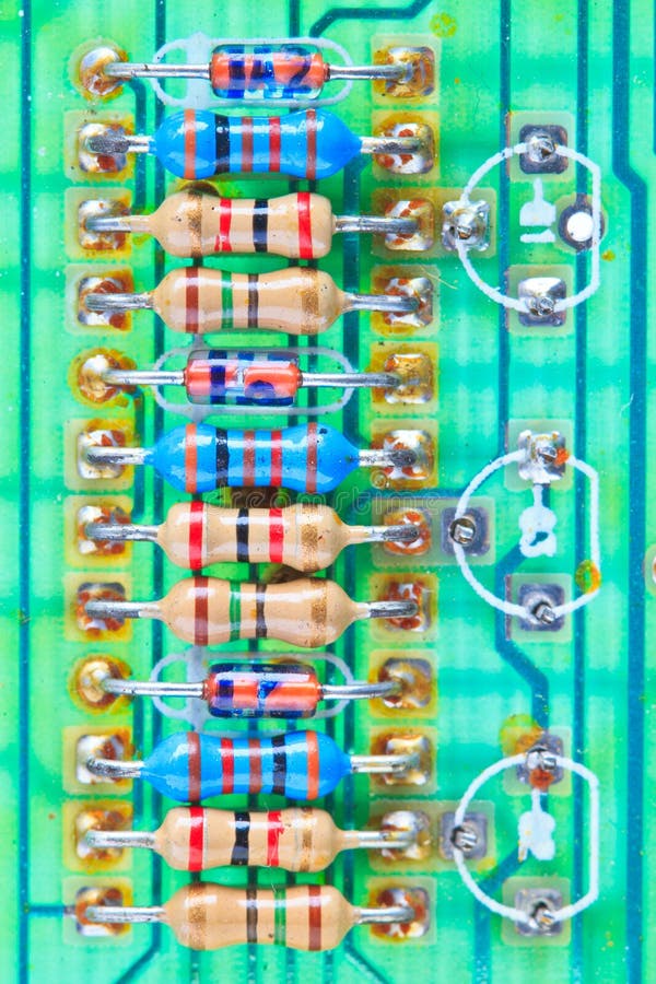 Resistors on Electronic Board Stock Photo - Image of detail, abstract ...