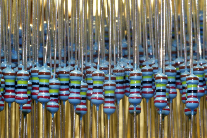 Resistors, Standing in Rows One after Another Frontally Stock Photo ...