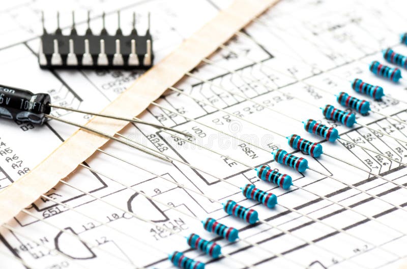 Resistors stock photo. Image of technology, drawing, capacitor - 43541066