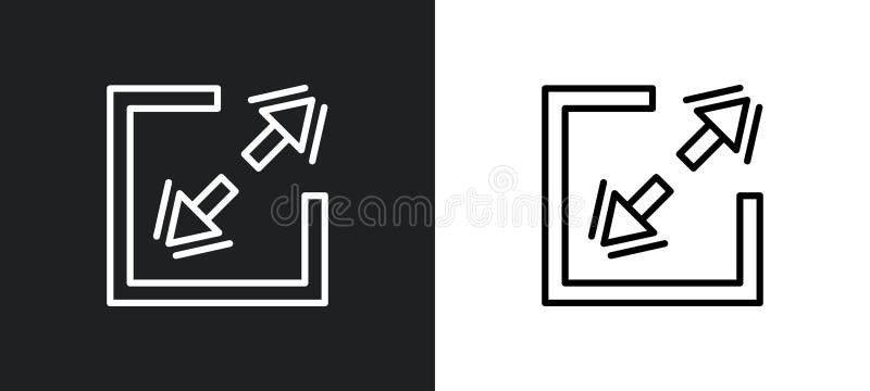 Resize Outline Icon in White and Black Colors. Resize Flat Vector Icon ...