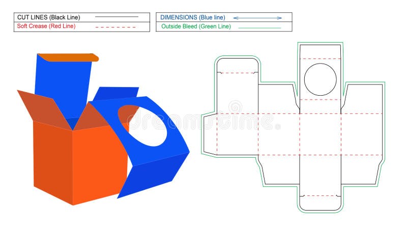Side Open Book Box with Holding Notch, Book Cover Box Dieline Template ...